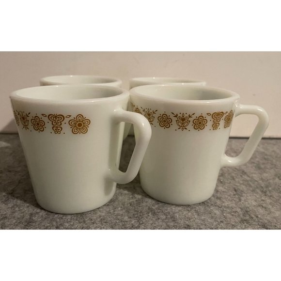 Pyrex | Dining | 4 Vintage Pyrex Butterfly Gold Design Mugs 187 | Poshmark